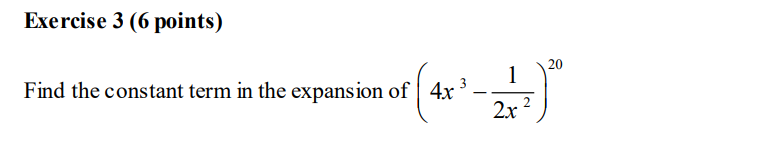 Solved Exercise 3 (6 points) 20 1 Find the constant term in | Chegg.com