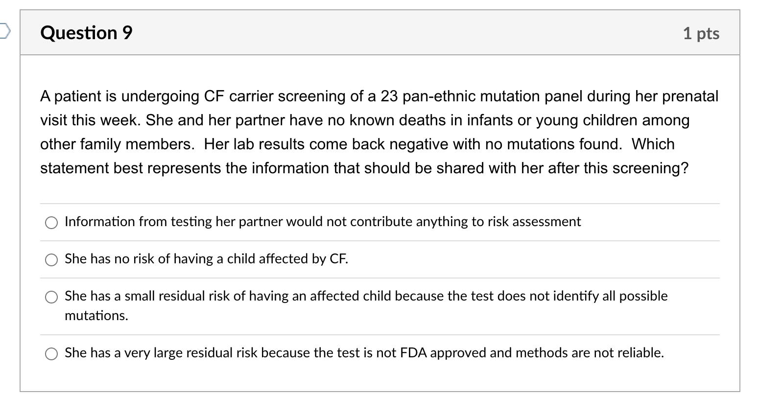 Solved A patient is undergoing CF carrier screening of a 23 | Chegg.com
