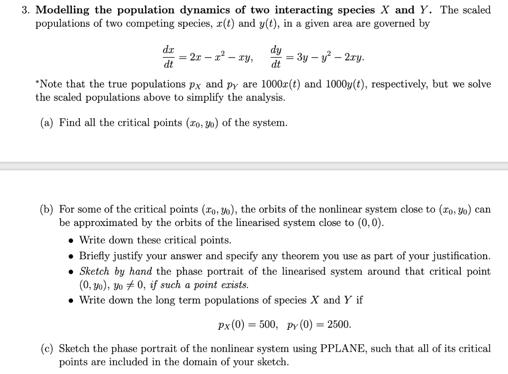 Solved 3. Modelling the population dynamics of two | Chegg.com