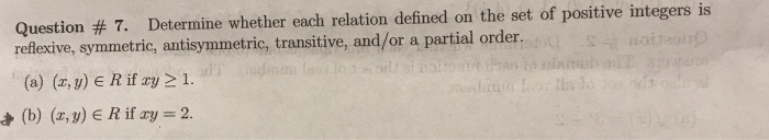 Solved Question # 7. Determine whether each relation defined | Chegg.com