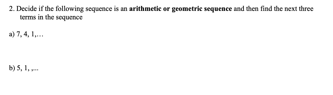 solved-2-decide-if-the-following-sequence-is-an-arithmetic-chegg