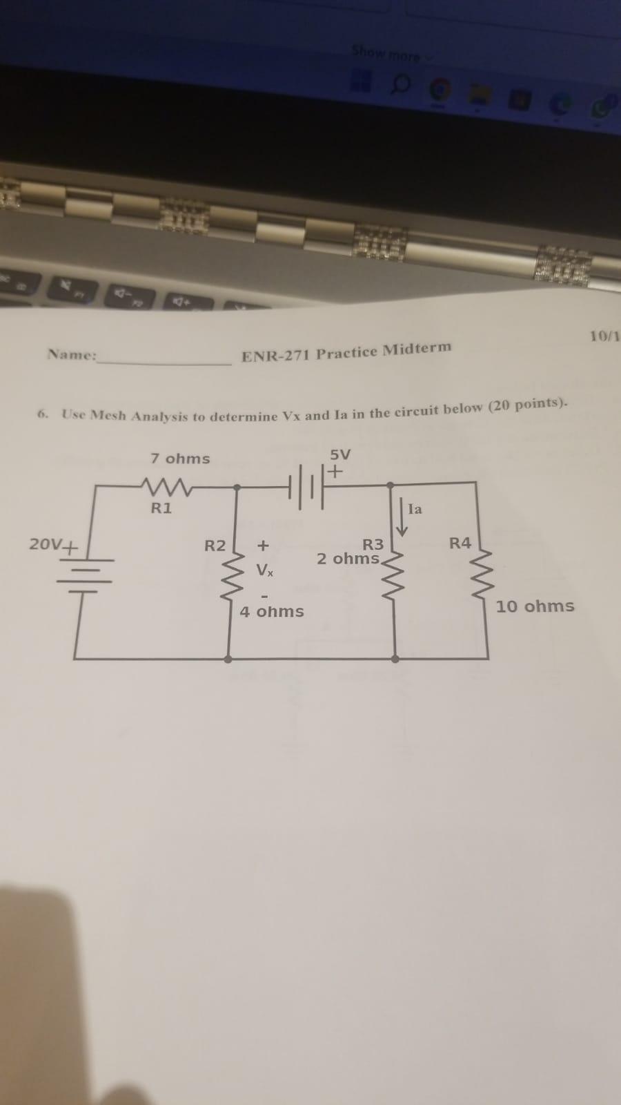 Solved 6. Use Mesh Analysis to determine Vx and Ia in the | Chegg.com