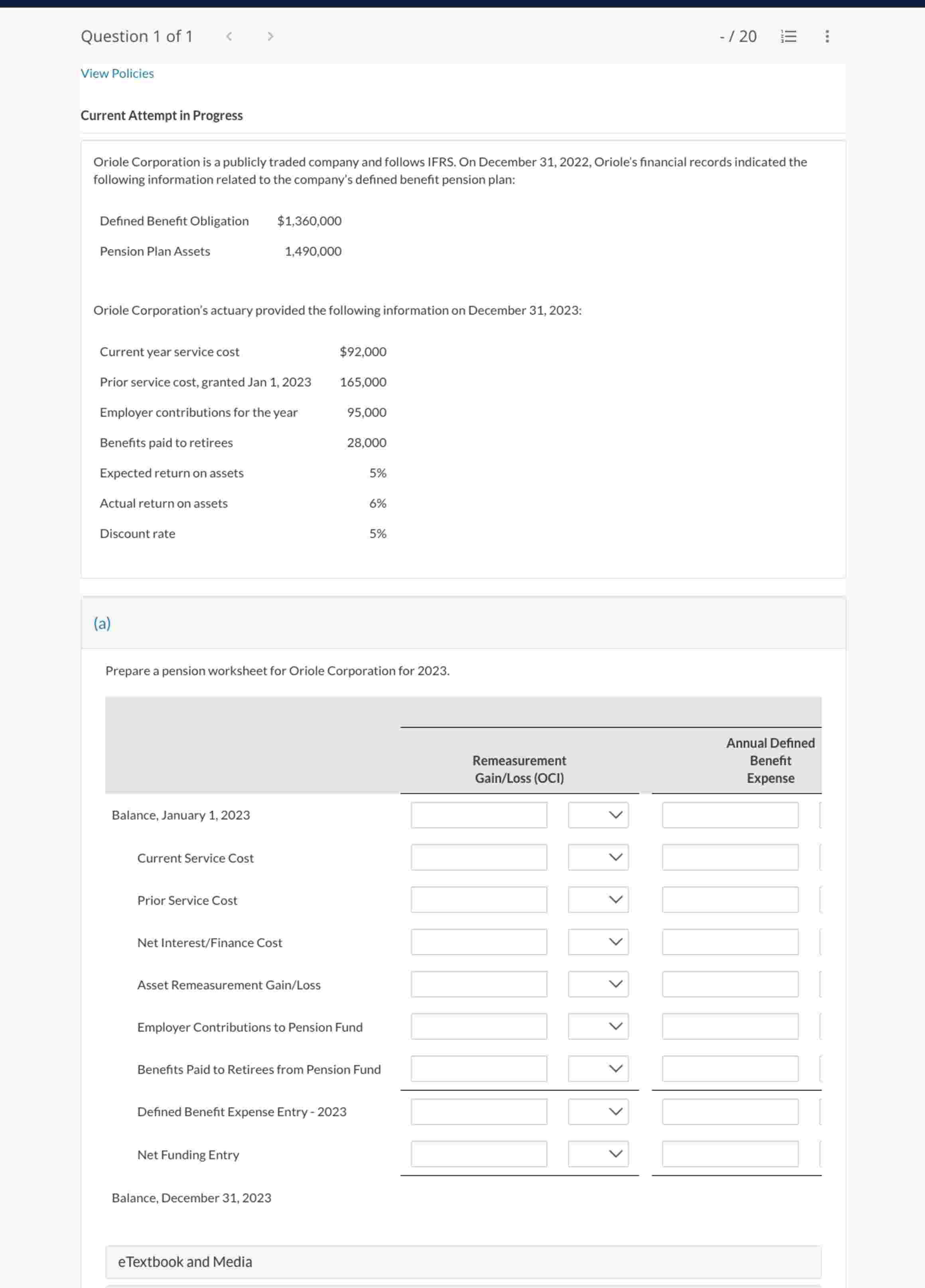 Current Attempt in Progress Oriole Corporation is a | Chegg.com