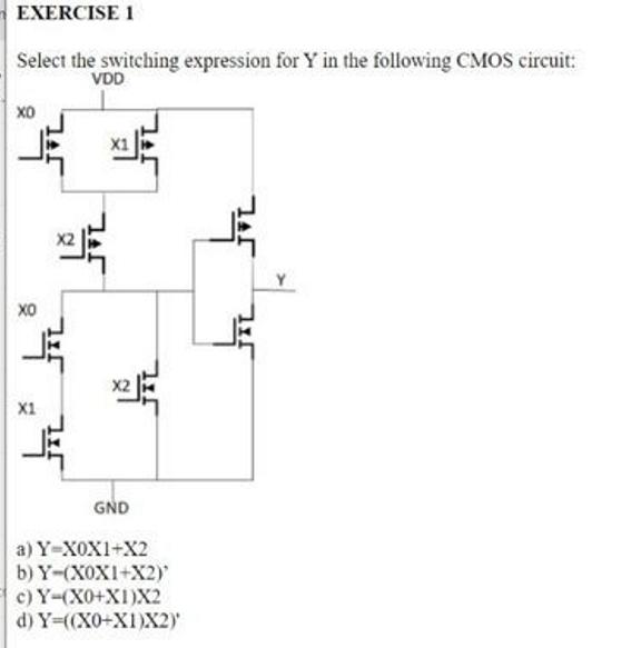 Solved EXERCISE 1 Select the switching expression for Y in | Chegg.com