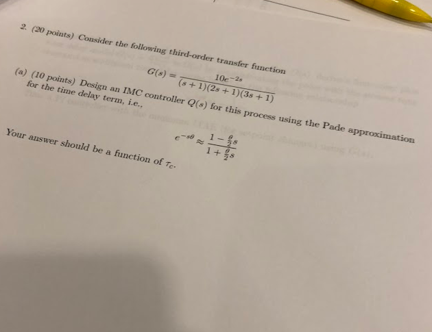 2. (20 points) Consider the following third-order | Chegg.com
