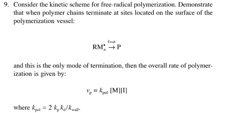 9. Consider the kinetic scheme for free-radical | Chegg.com