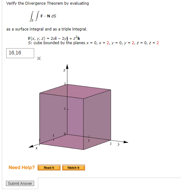 Solved Verify the Divergence Theorem by evaluating ∫S∫F⋅NdS | Chegg.com