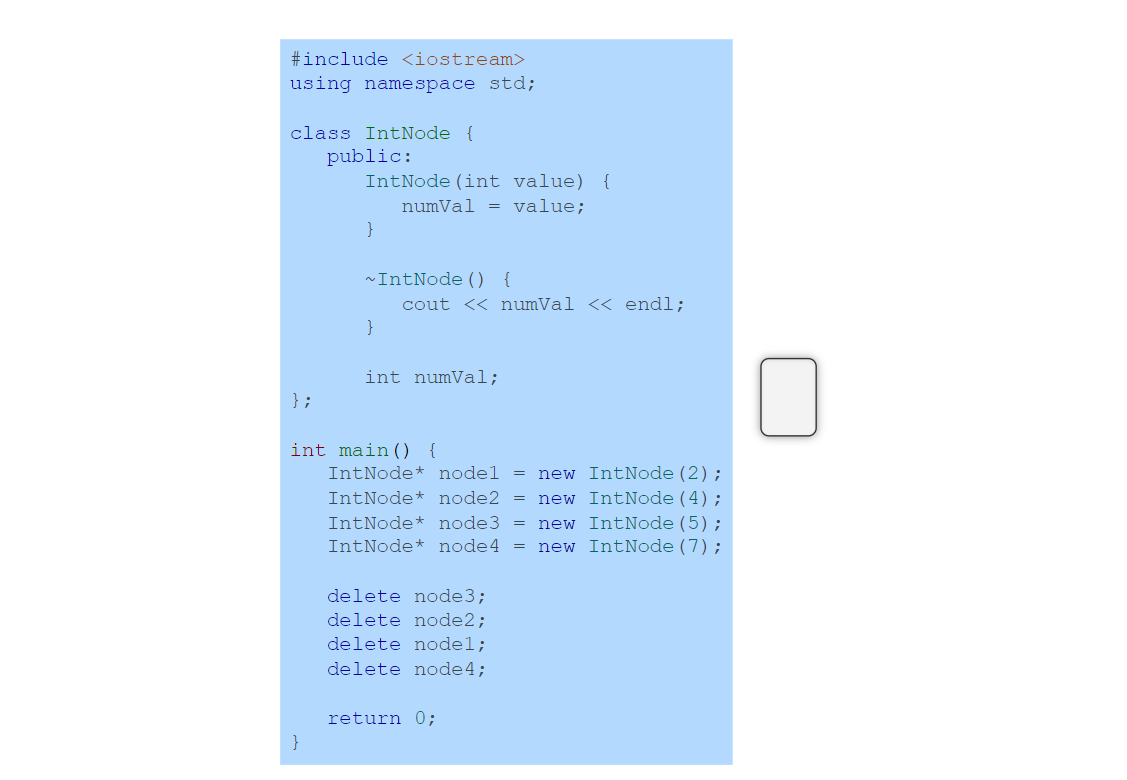 #include using namespace std; class IntNode { | Chegg.com