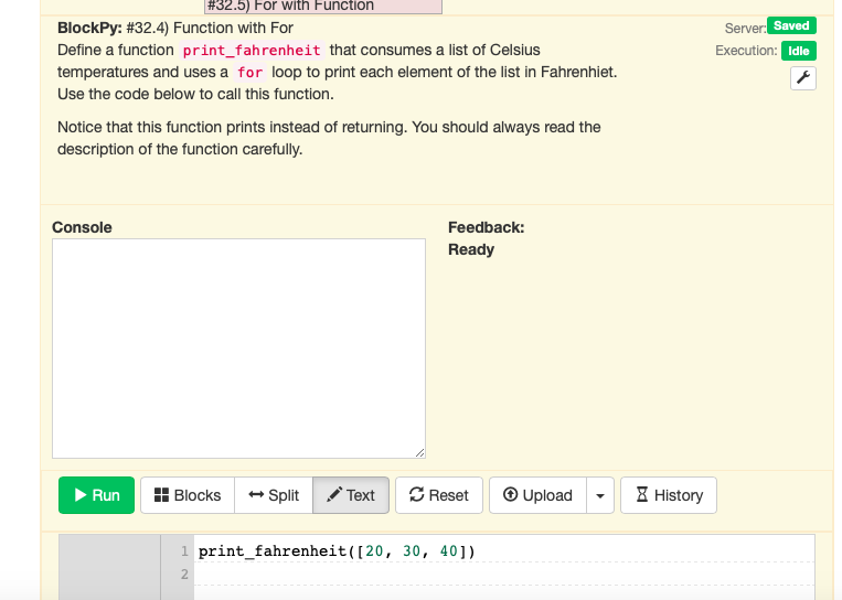 #32.5) For with Function Saved BlockPy: #32.1) Hello | Chegg.com