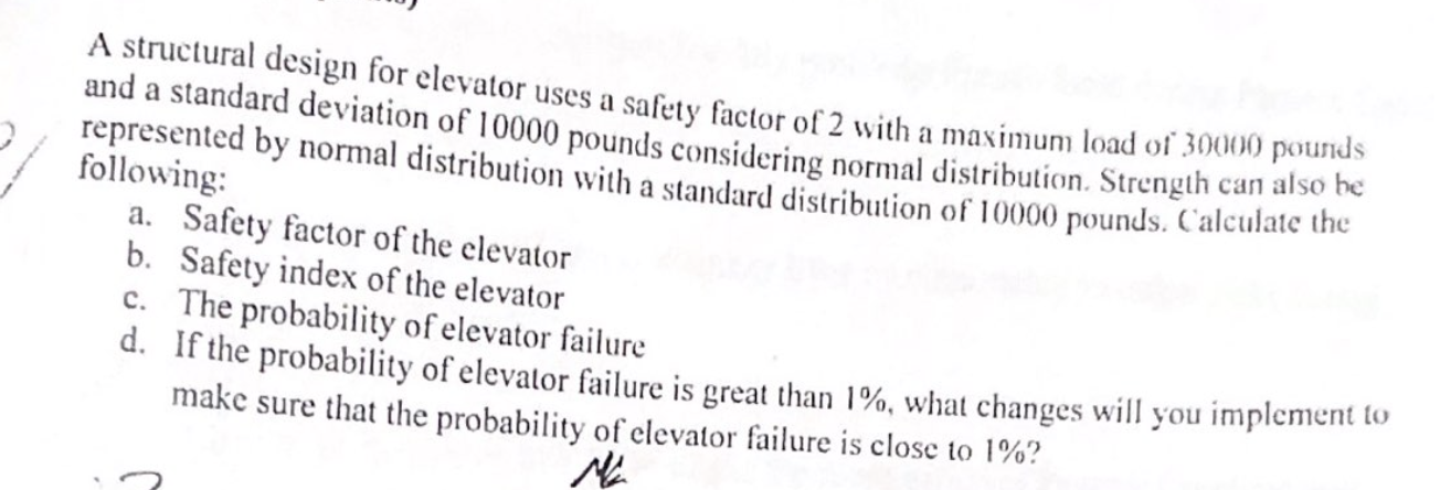 A structural design for elevator uses a safety factor | Chegg.com