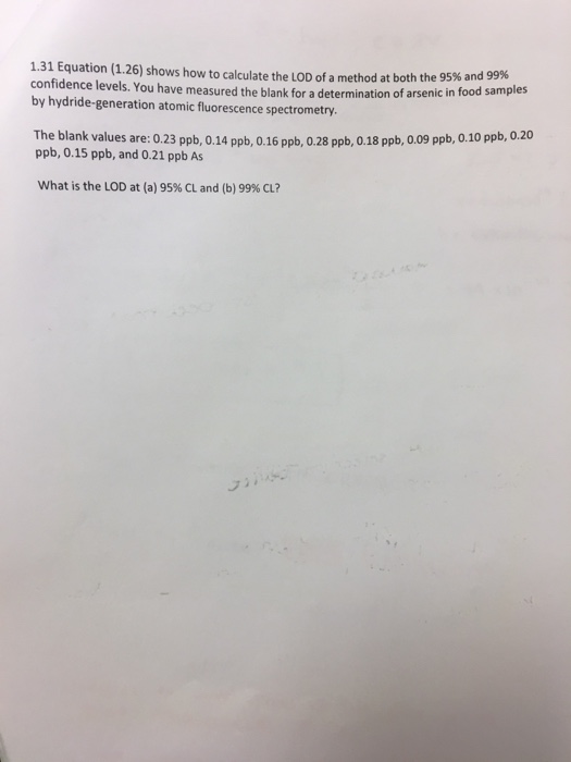 1.31 Equation (1.26) shows how to calculate the LOD | Chegg.com