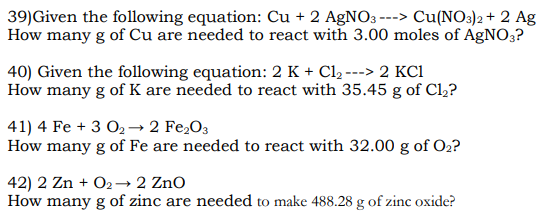 Solved 39)Given the following equation: Cu + 2 AgNO3 ---> | Chegg.com