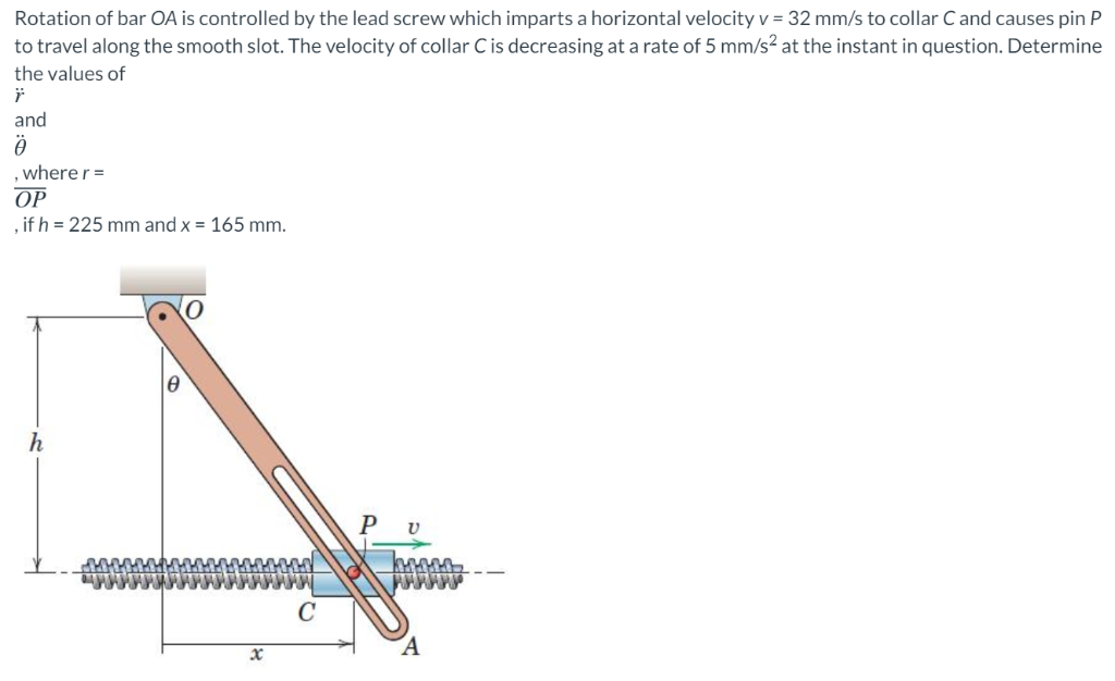 Solved Rotation of bar OA is controlled by the lead screw | Chegg.com