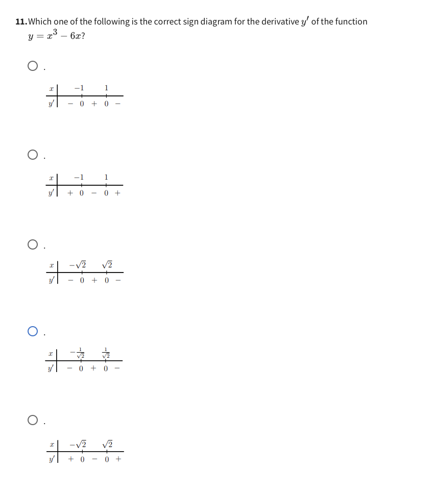 Solved 11. Which one of the following is the correct sign | Chegg.com