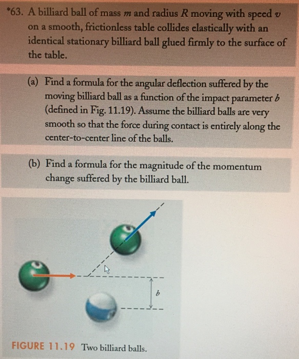 Solved *63. A billiard ball of mass m and radius R moving | Chegg.com