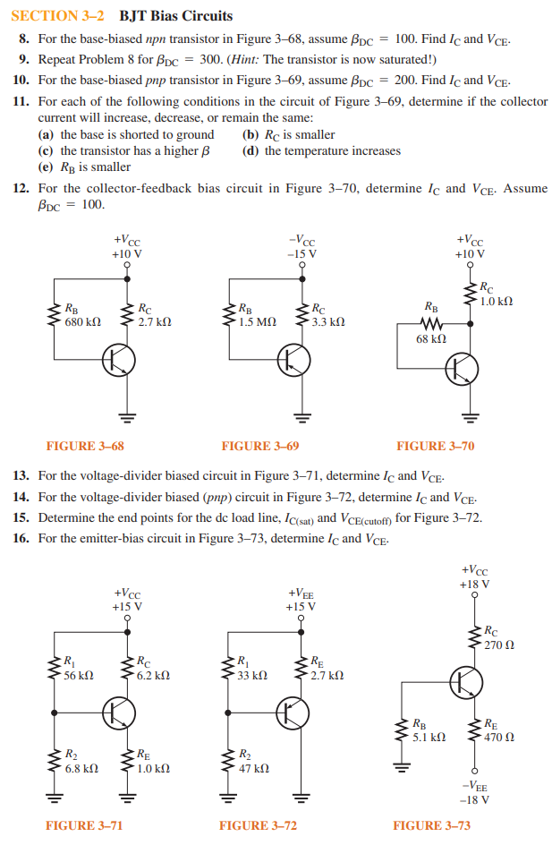 Solved SECTION 3-2 BJT ﻿Bias Circuits8. ﻿For the base-biased | Chegg.com