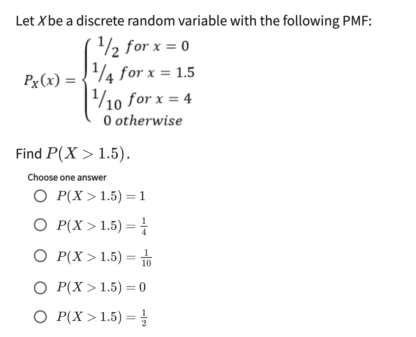 Solved Let x ﻿be a discrete random variable with the | Chegg.com
