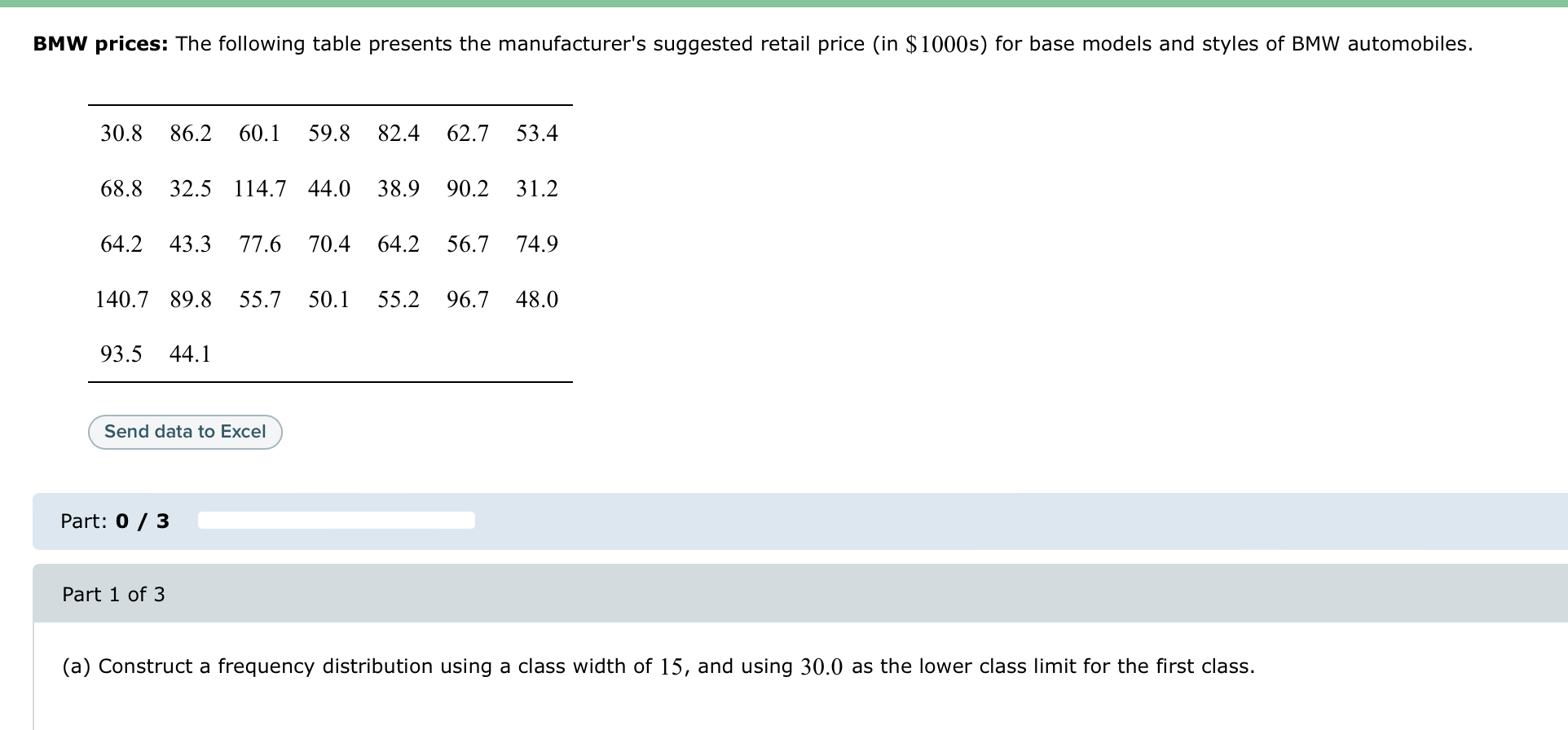 Solved BMW prices: The following table presents the | Chegg.com