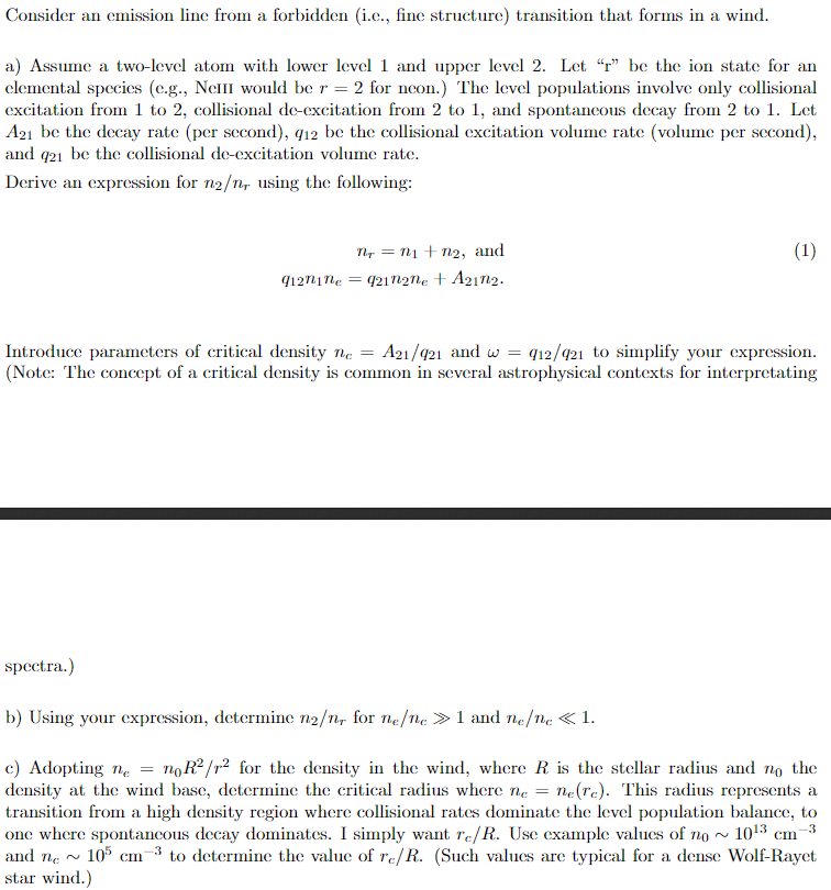 Solved Consider an emission line from a forbidden i.e., fine | Chegg.com
