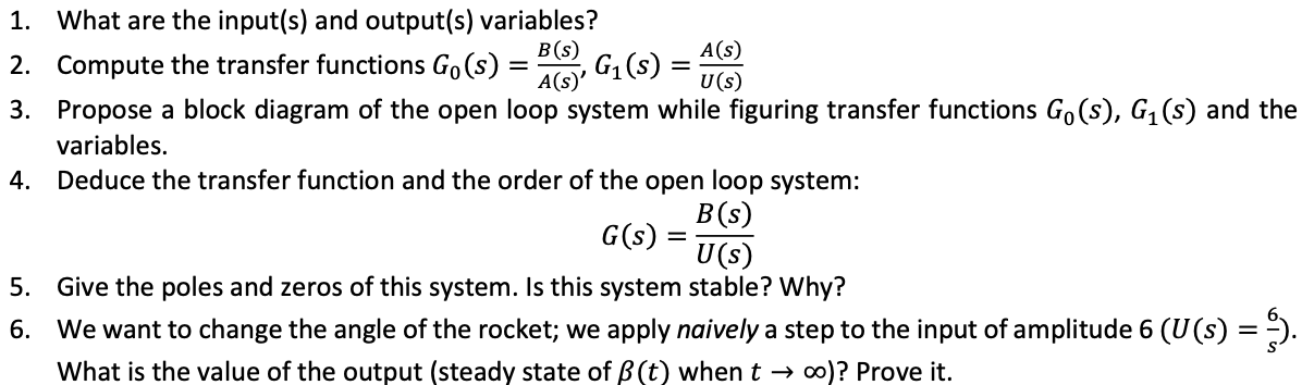 Exercise 10: Simplified thrust vector control of a | Chegg.com