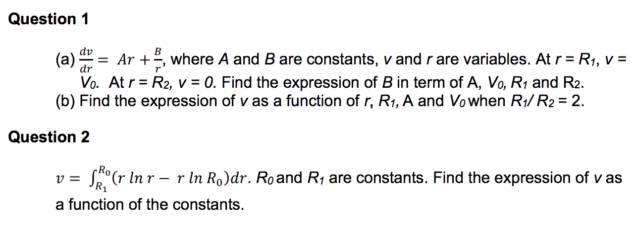 Solved Question 1 dv B Art dr (a) where A and B are | Chegg.com