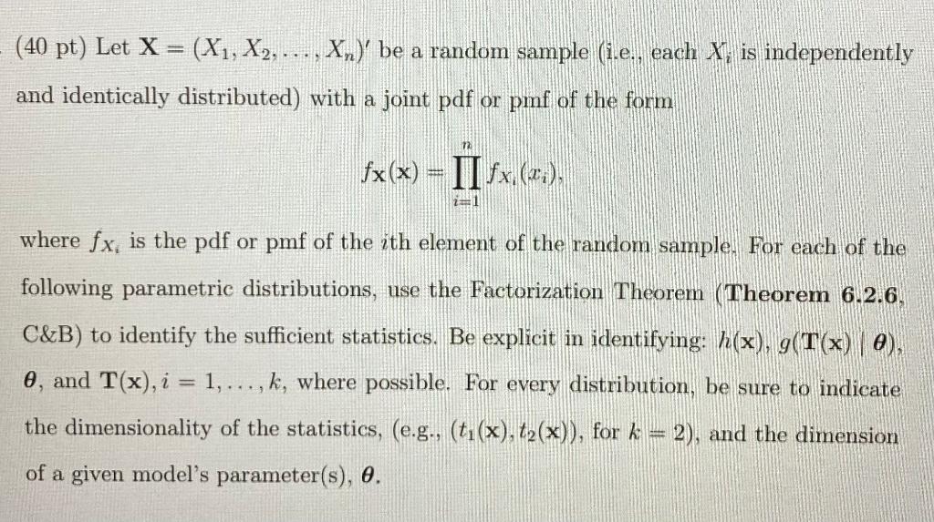Solved 1. For each distribution, use the Factorization | Chegg.com