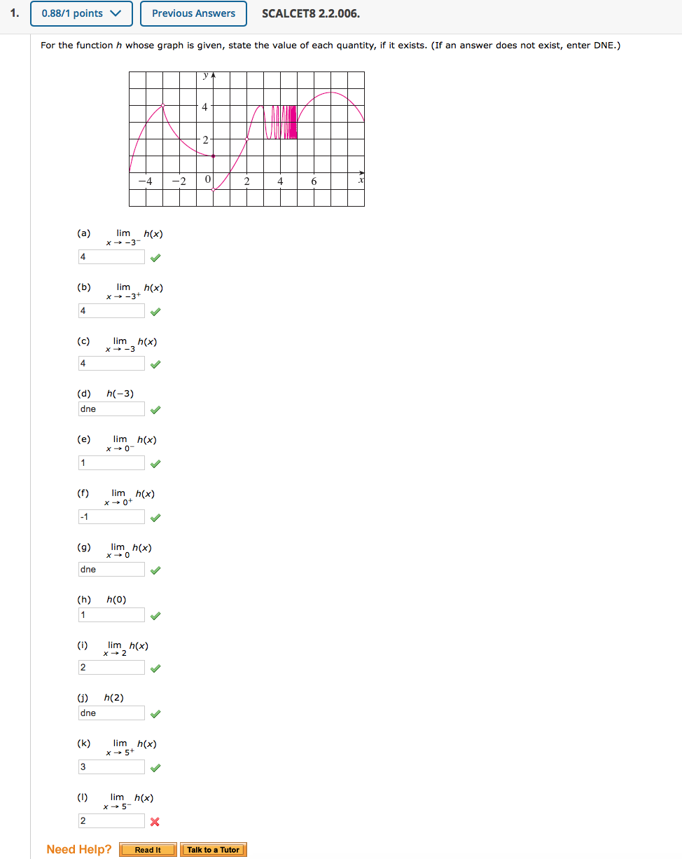 Solved 0.88/1 points Previous Answers SCALCET8 2.2.006. For | Chegg.com