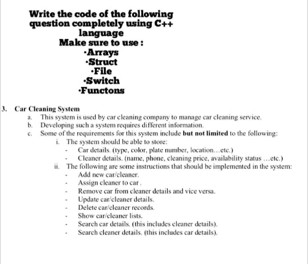 Solved Write The Code Of The Following Question Completely 
