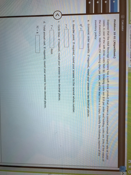 Solved Problem 10-01 (Algorithmic) Suppose that the R&B | Chegg.com