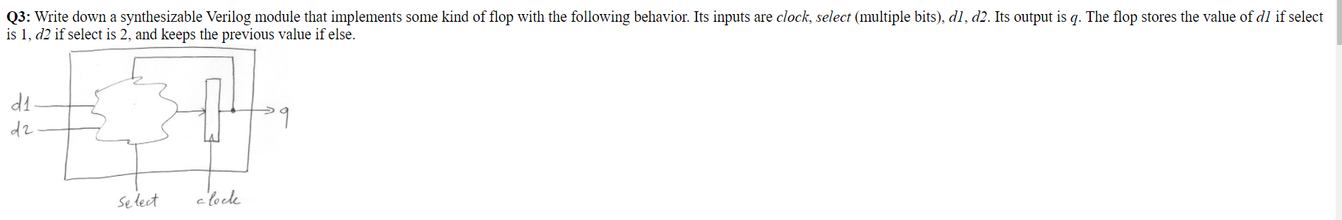 Solved Q3: Write down a synthesizable Verilog module that | Chegg.com