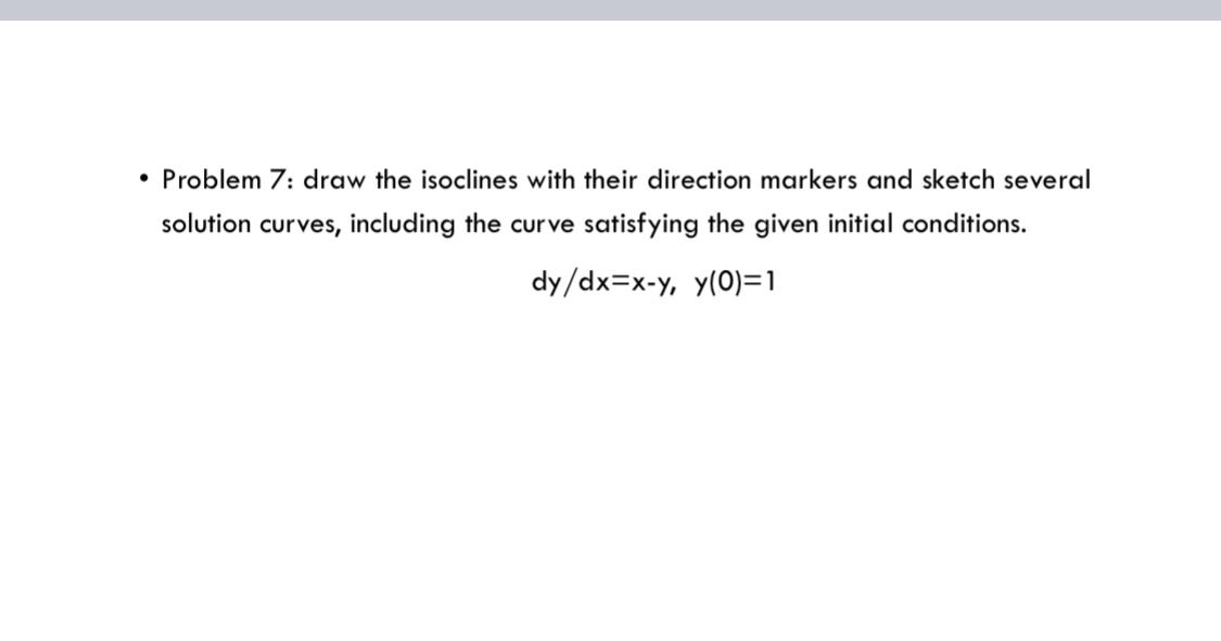 Solved • Problem 7: draw the isoclines with their direction | Chegg.com