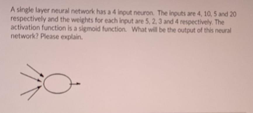Solved A single layer neural network has a 4 input neuron. | Chegg.com