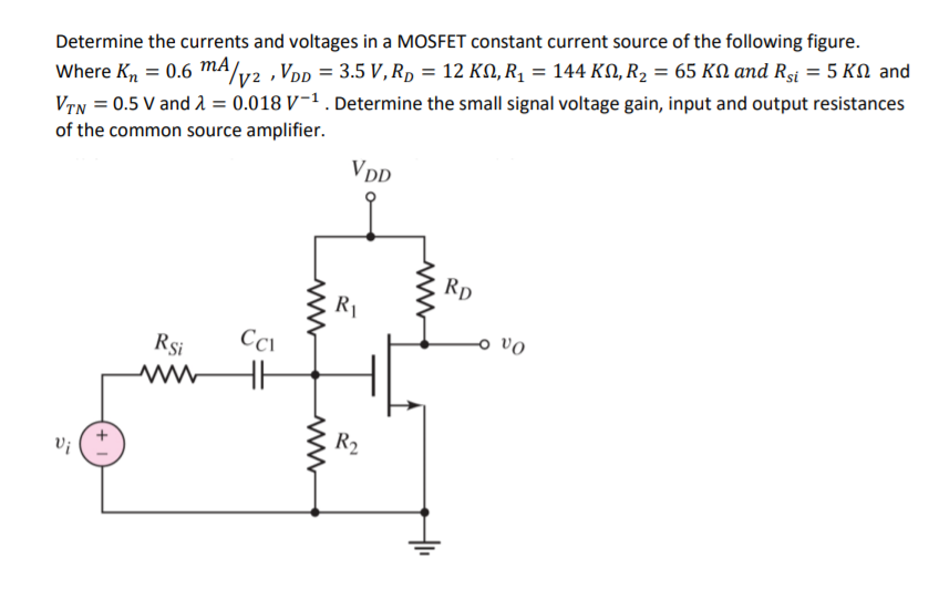Solved Determine the currents and voltages in a MOSFET | Chegg.com