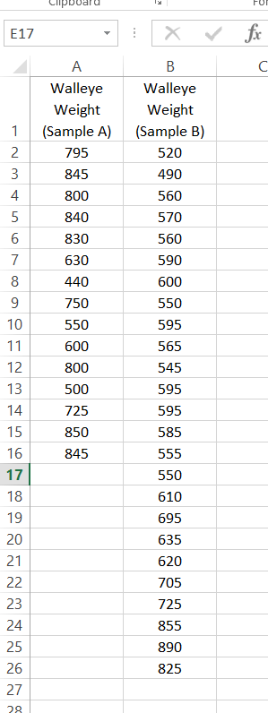 Solved Question #1: Weight of Walleye (Sheet5) This question | Chegg.com