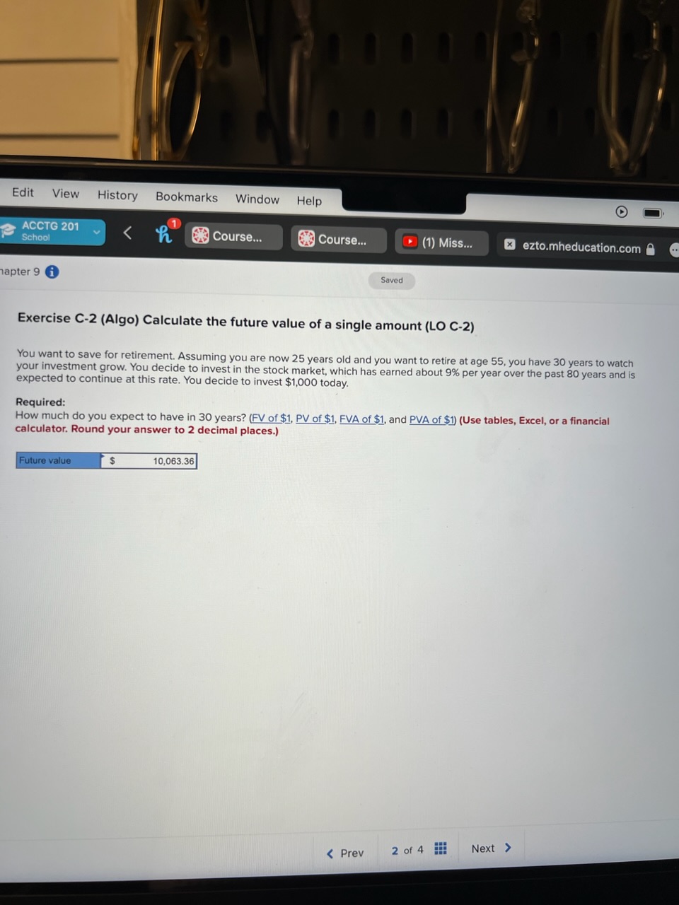 Solved Exercise C-2 (Algo) Calculate the future value of a | Chegg.com