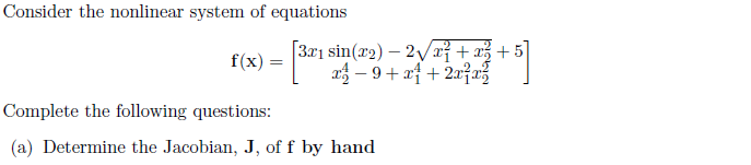 Solved Consider the nonlinear system of equations | Chegg.com
