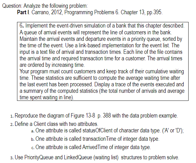Solved Question: Analyze the following problem: Part I. | Chegg.com