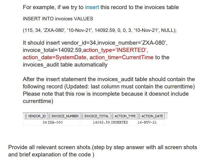 Solved CREATE TABLE invoices ( invoice_id | Chegg.com