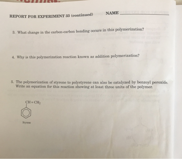 Solved NAME REPORT FOR EXPERIMENT 33 (continued) 3. What | Chegg.com