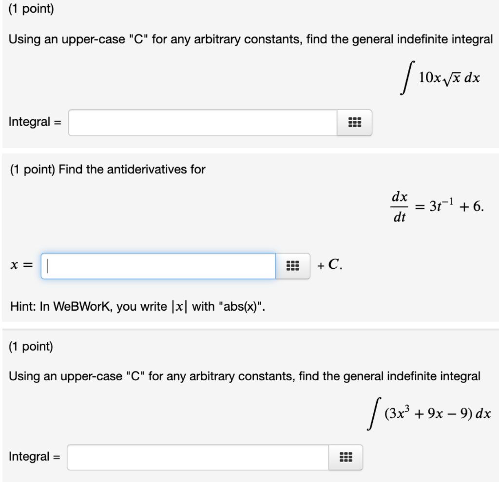 Solved (1 point) Using an upper-case "C" for any arbitrary | Chegg.com