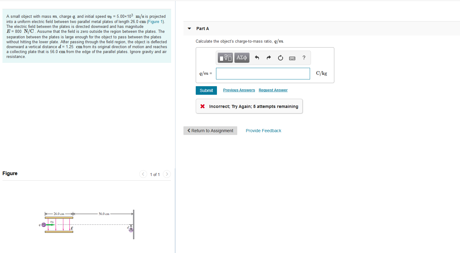 Solved - Part A A small object with mass m, charge q, and | Chegg.com