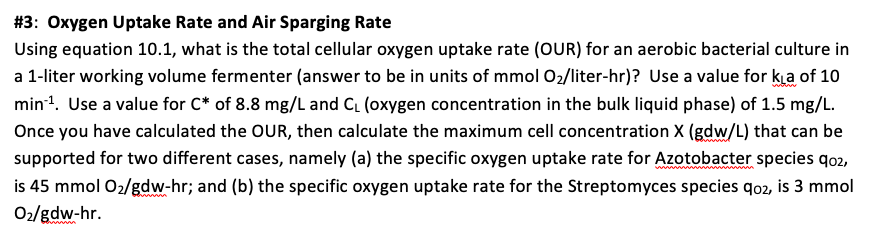 #3: Oxygen Uptake Rate and Air Sparging Rate Using | Chegg.com
