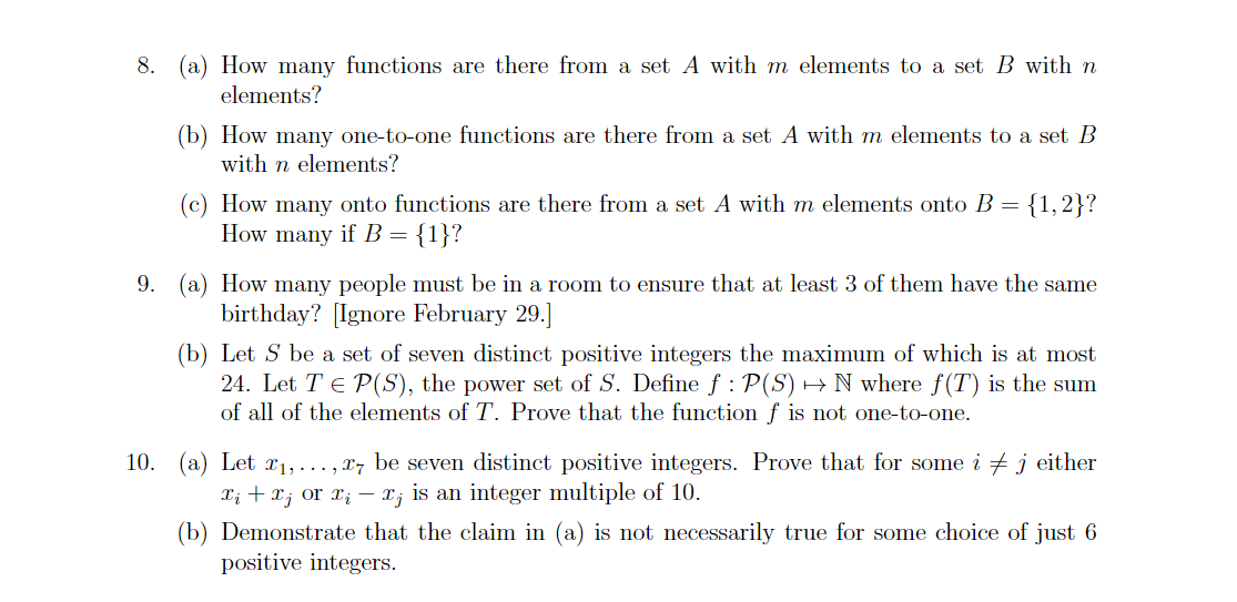 Solved 8 A How Many Functions Are There From A Set A With 