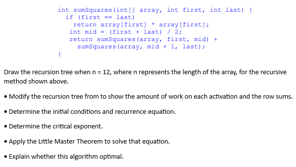 Solved Int Sumsquares Int Array Int First Int Last If 4983