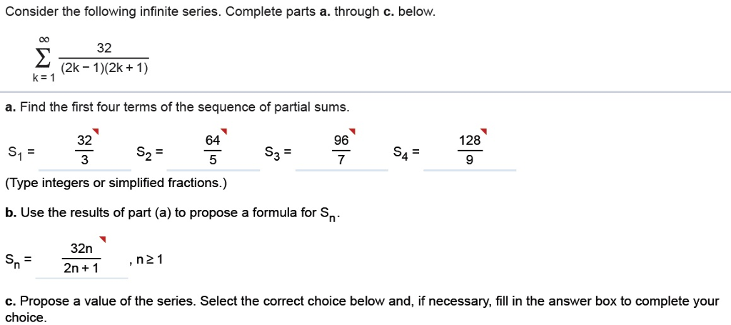 Solved Consider the following infinite series. Complete | Chegg.com