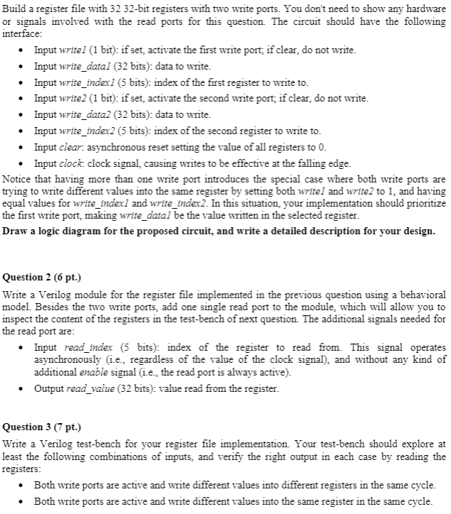 Build a register file with 32 32-bit registers with | Chegg.com