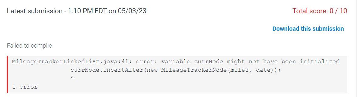 Solved Given the MileageTrackerNode class, complete main() | Chegg.com