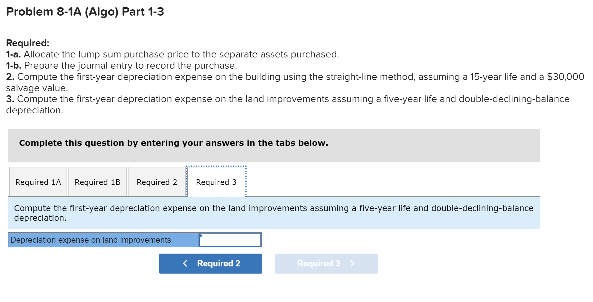 Solved Required information Problem 8-1A (Algo) Plant asset | Chegg.com