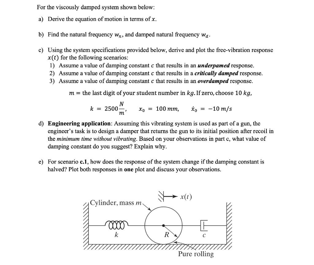 For the viscously damped system shown below: a) | Chegg.com