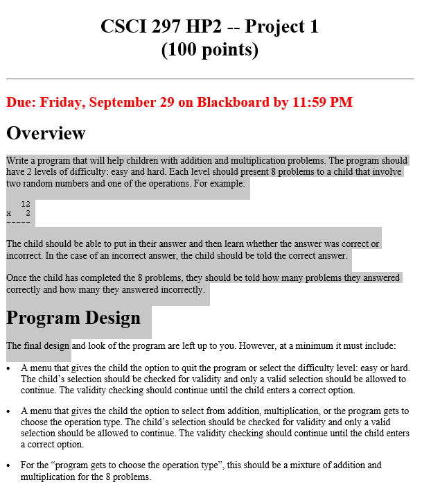 Solved Csci 297 Hp2 Project 1 100 Points Due Friday 